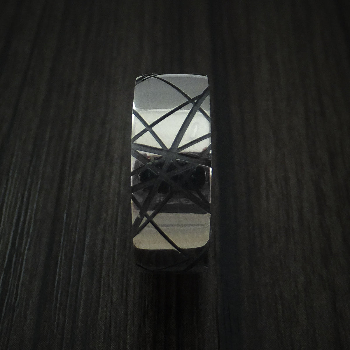 Black Zirconium Retro Rocker Pattern Custom Made Men's Band ...