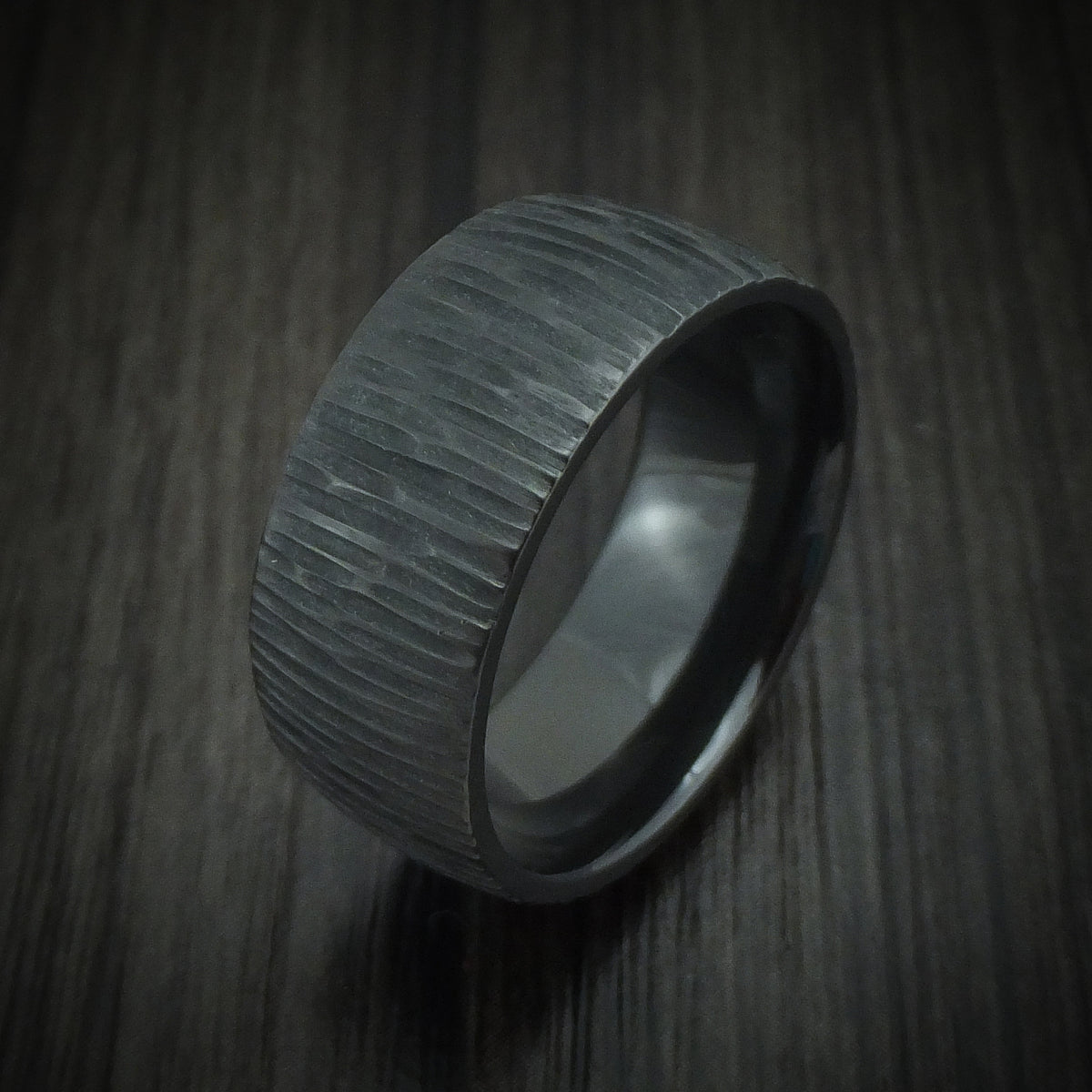 Black Zirconium Tree Bark Finish Men's Ring Custom Made | Revolution ...