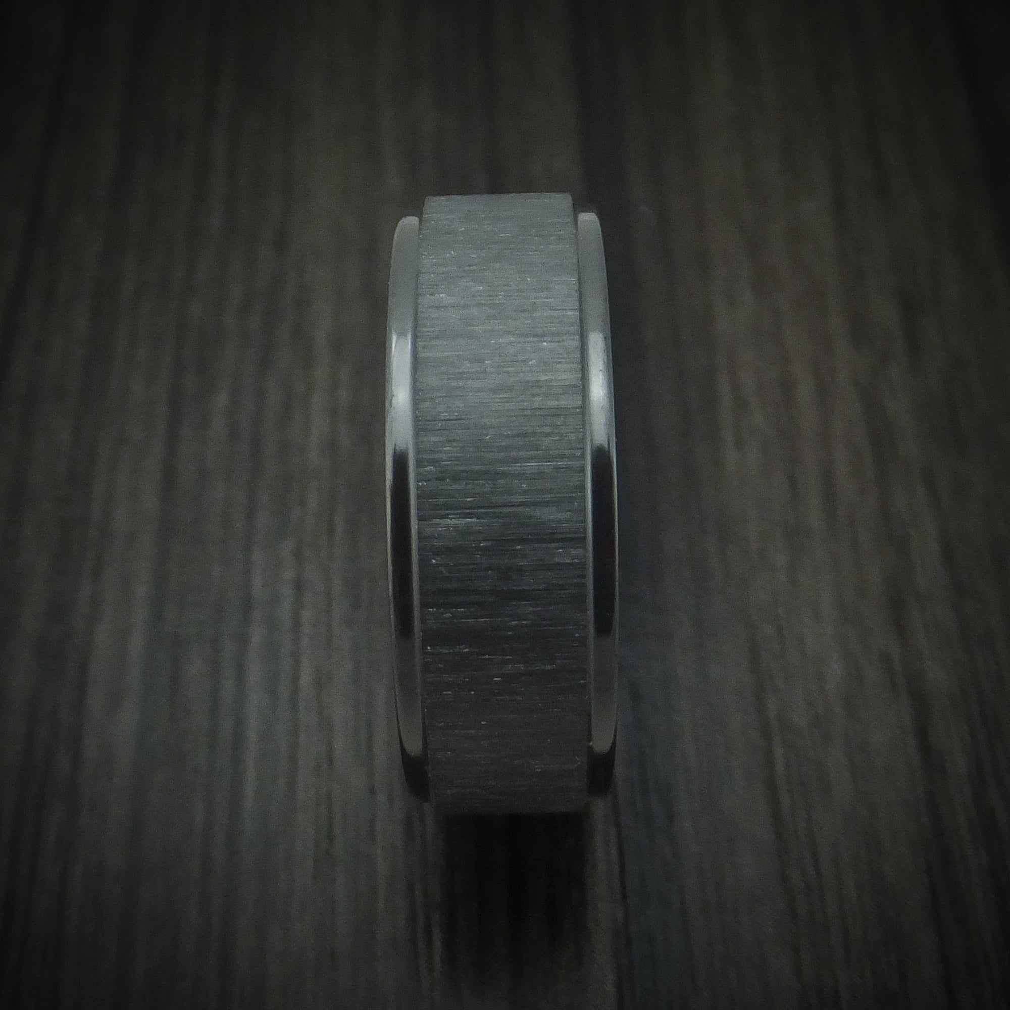 Black Titanium Men's Ring with Cross Satin Finish | Revolution Jewelry