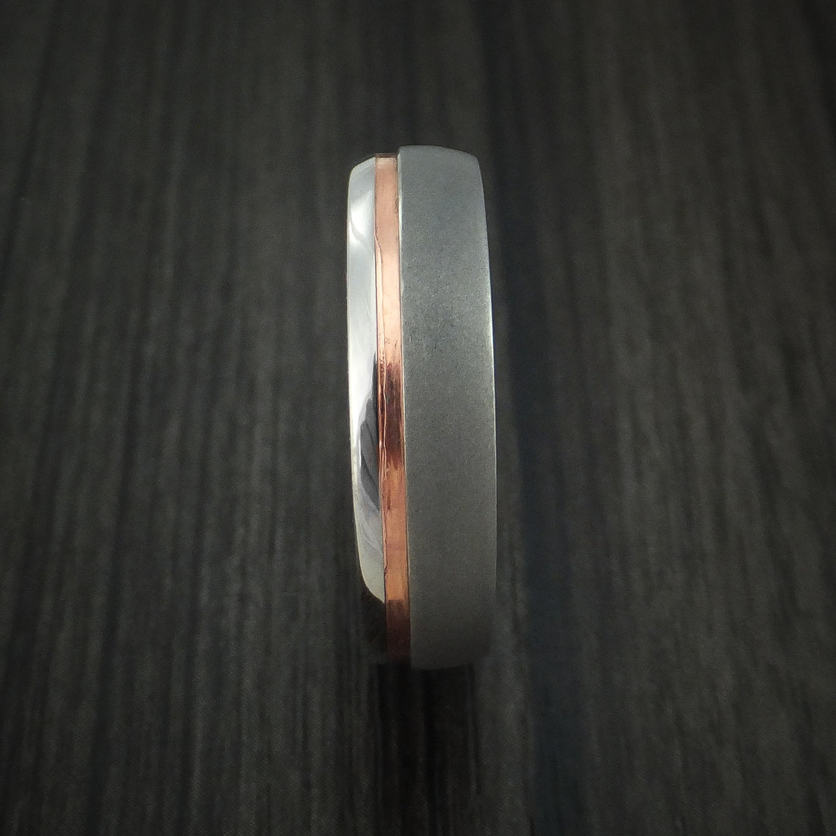 Copper Inlay and Titanium Men's Ring Custom Made Band Any Finish and S ...