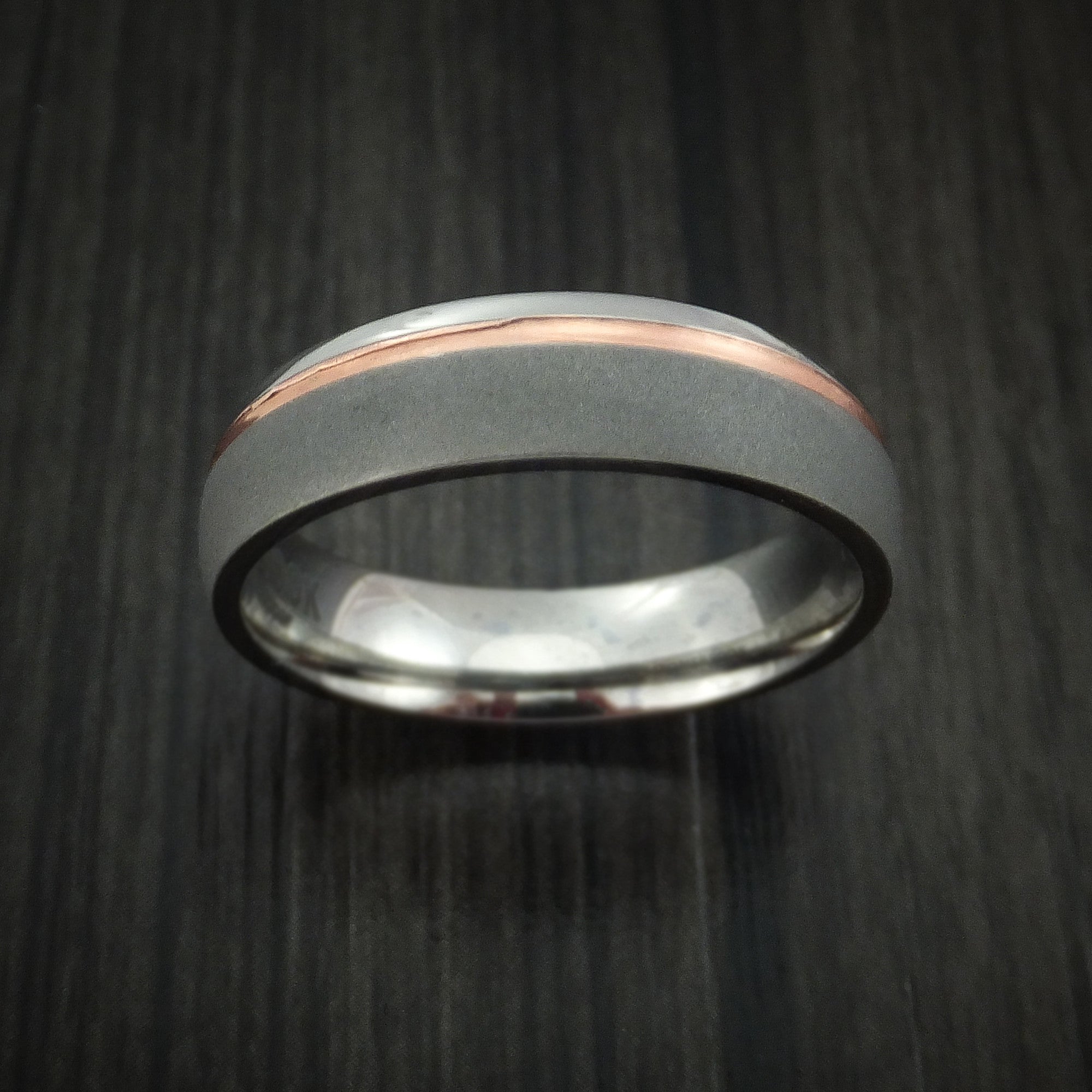 Copper Inlay and Titanium Men's Ring Custom Made Band Any Finish and S ...