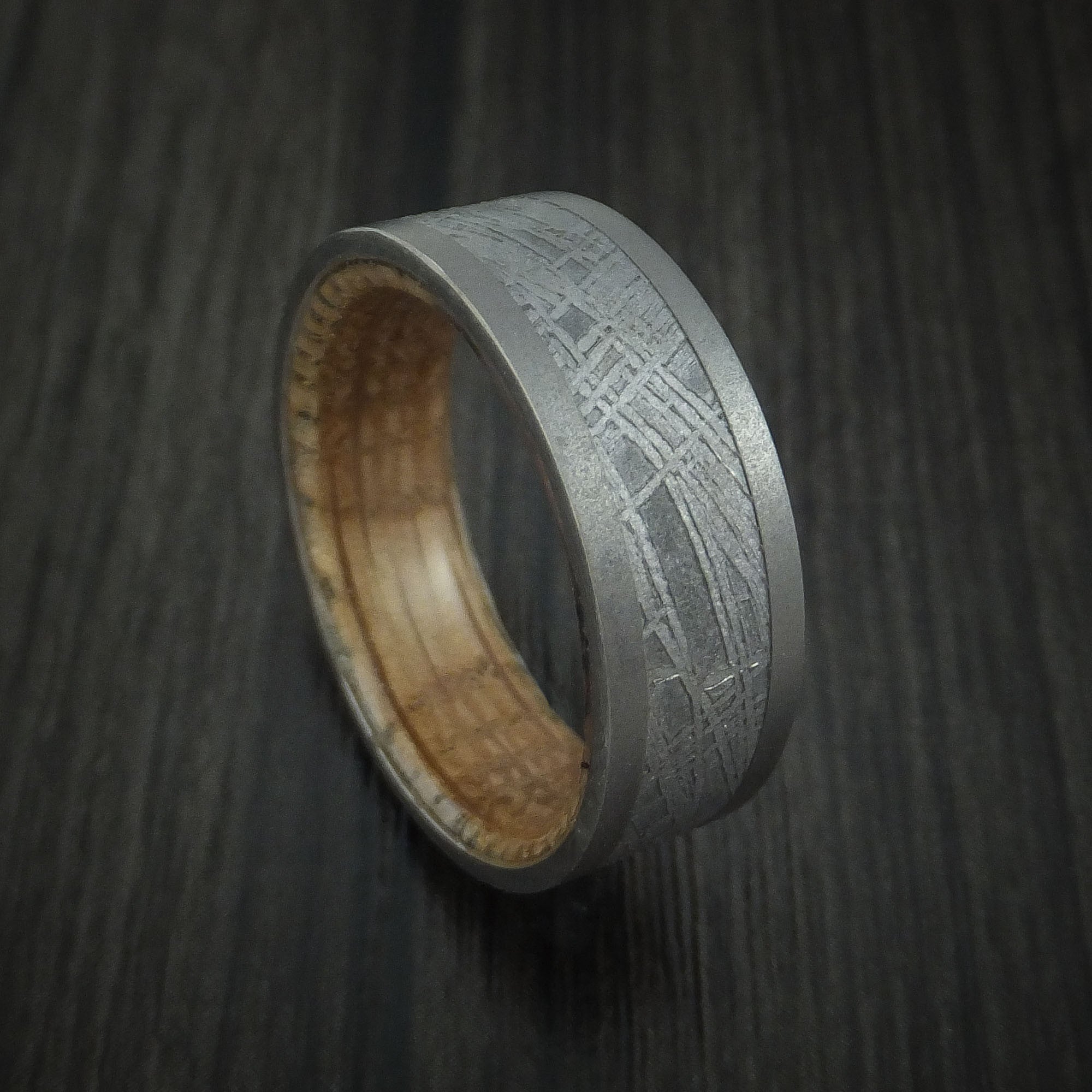 Inconel and Gibeon Meteorite Men's Band with Hardwood Sleeve Custom Ma ...