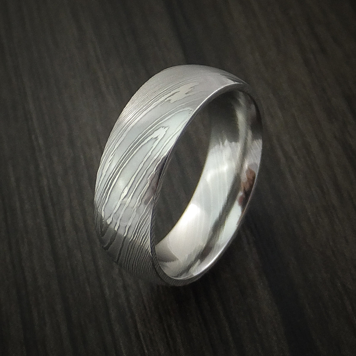 Damascus Steel Men's Ring Wedding Band Custom Made | Revolution Jewelry