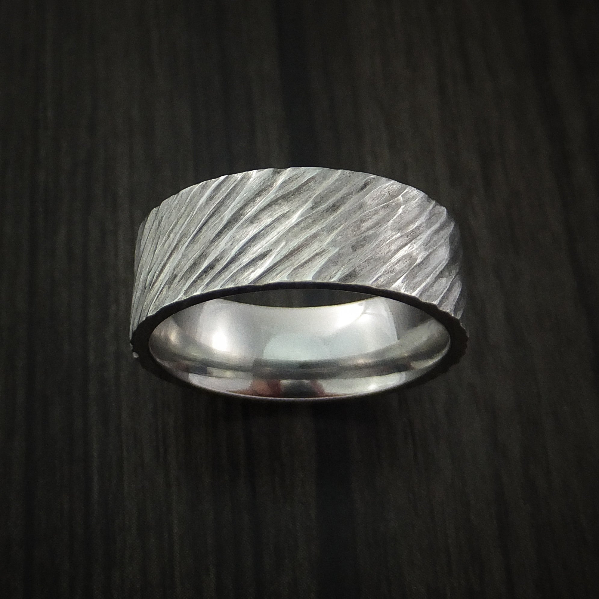 Inconel Tree Bark Band Unique Texture Men's Ring | Revolution Jewelry