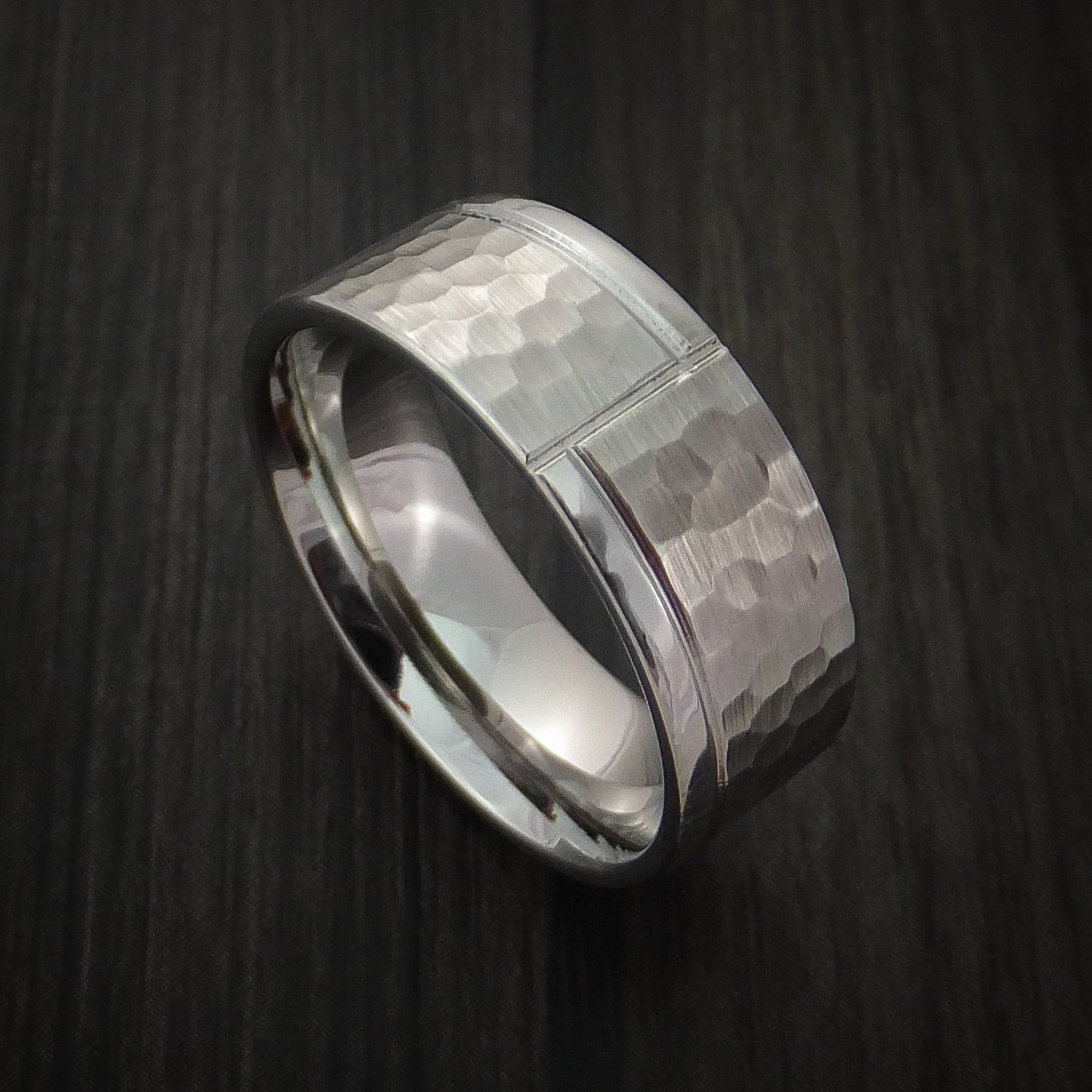 Cobalt Chrome Hammered Men's Ring with Modern Design Custom Made Band ...