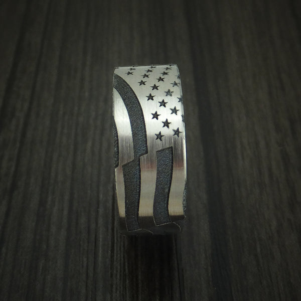 Titanium American Flag Custom Made United States Flag Men's Ring with ...