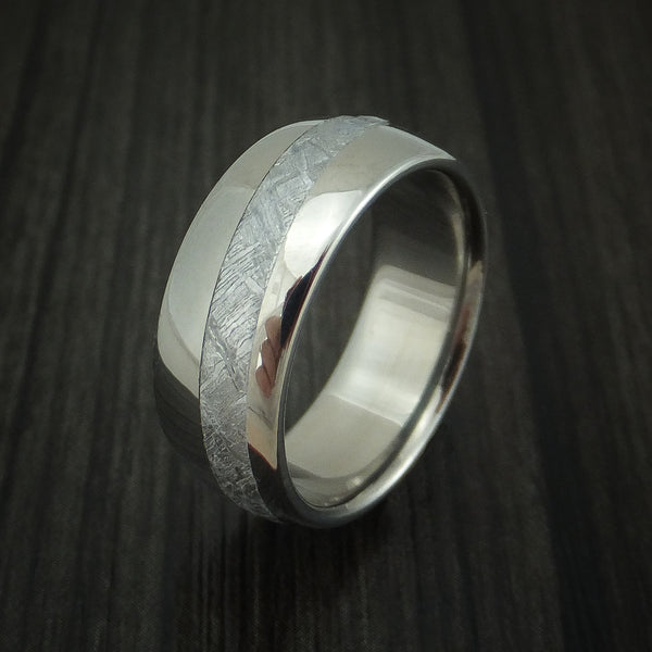 Titanium and Diagonal Meteorite Men's Ring Custom Made Band ...