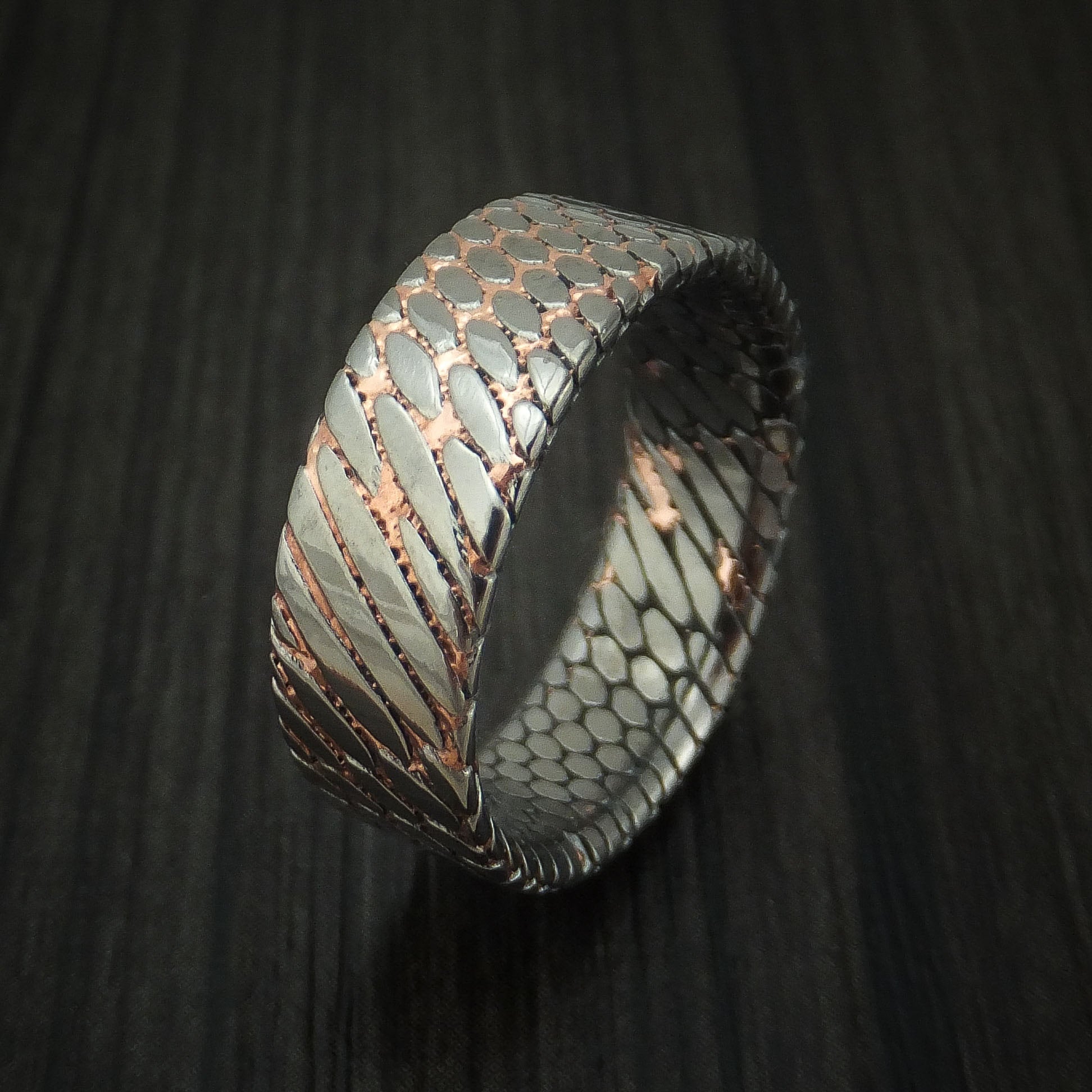 Etched Superconductor Men's Ring Custom Made Titanium-Niobium and Copp ...