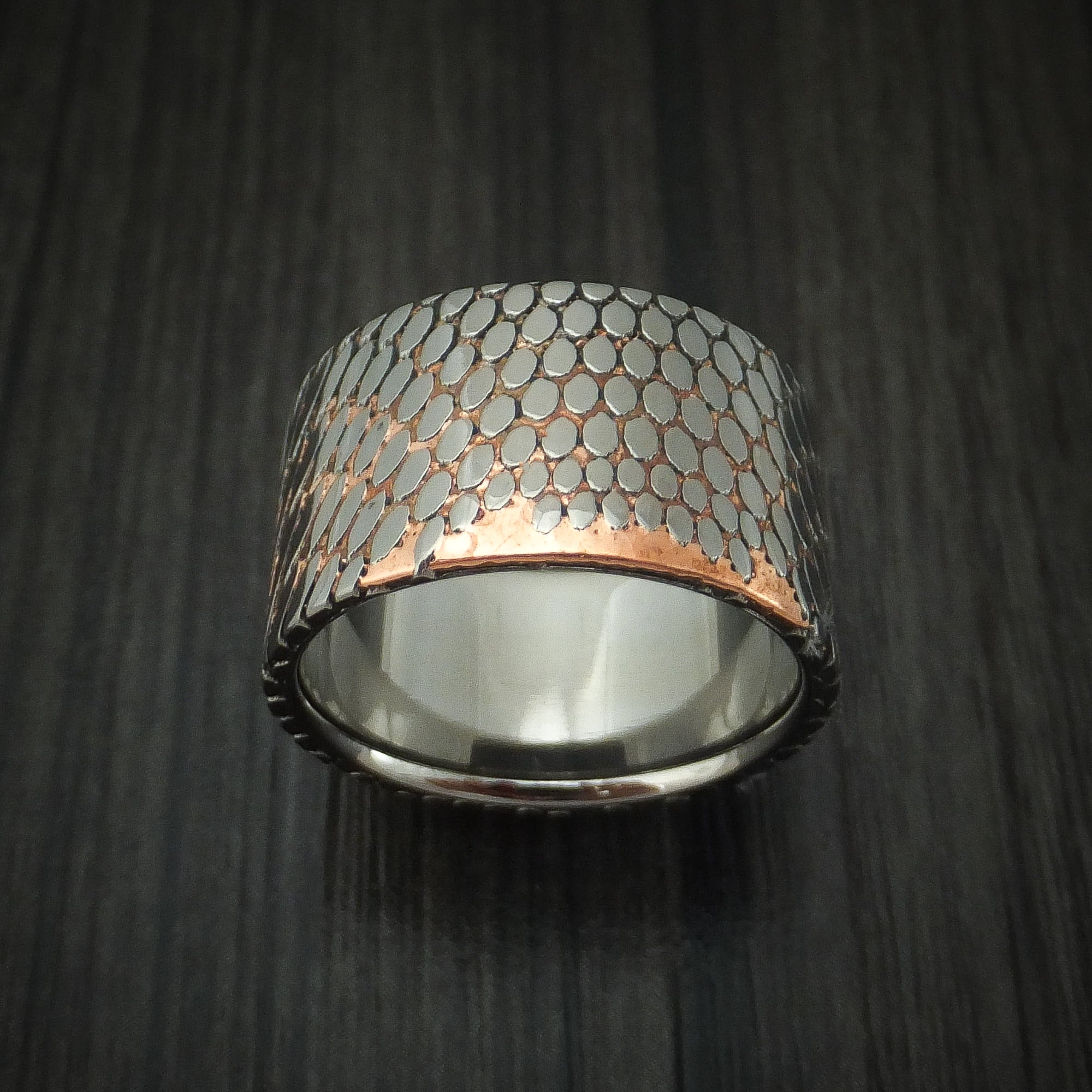 Wide Etched Superconductor Men's Ring with Titanium Sleeve Custom Made ...