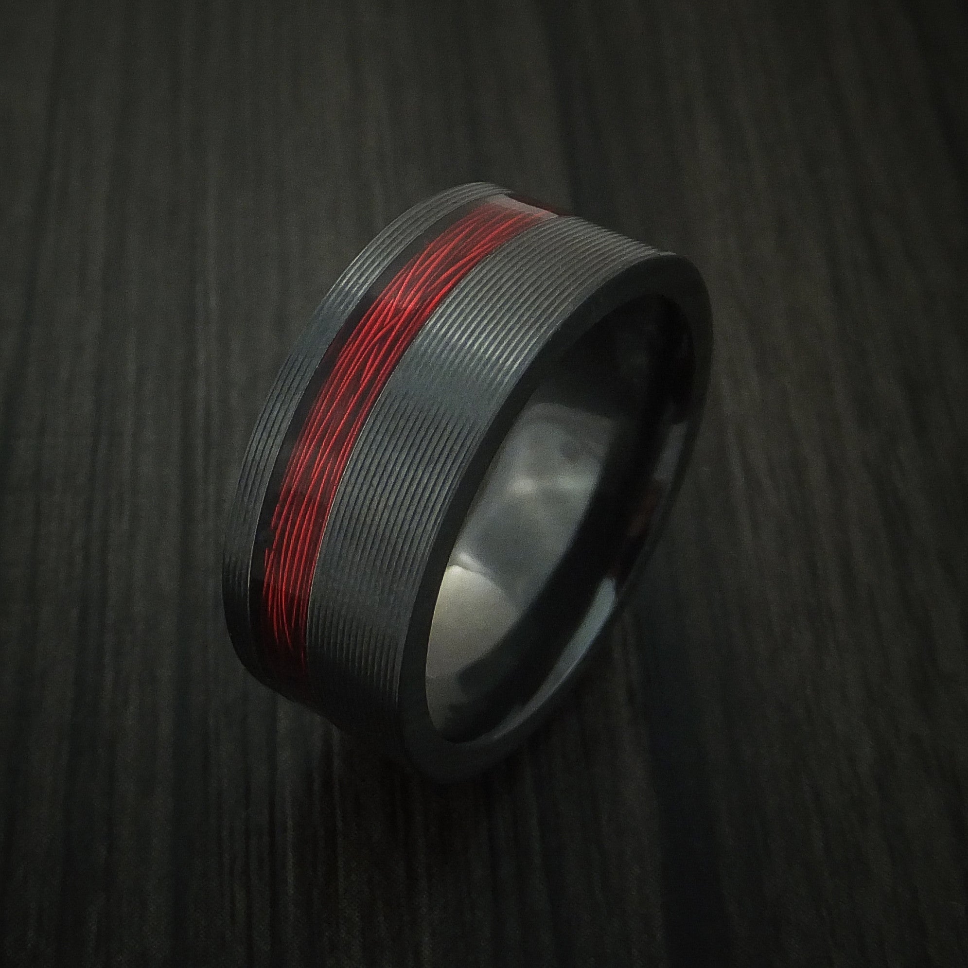 Black Zirconium and Wire Men's Ring Custom Made Choose your Color ...