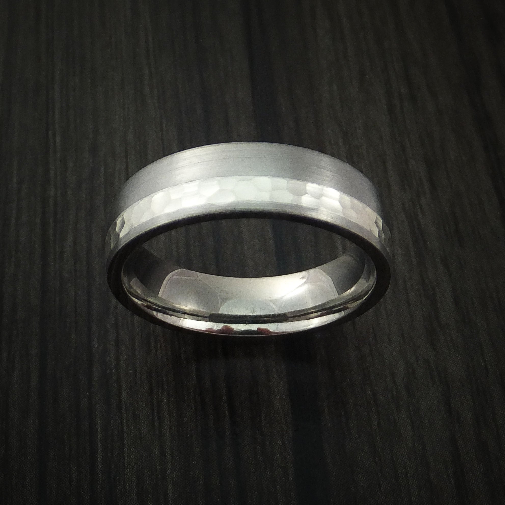 Inconel and Silver Men's Ring Hammered Wedding Band Custom Made ...