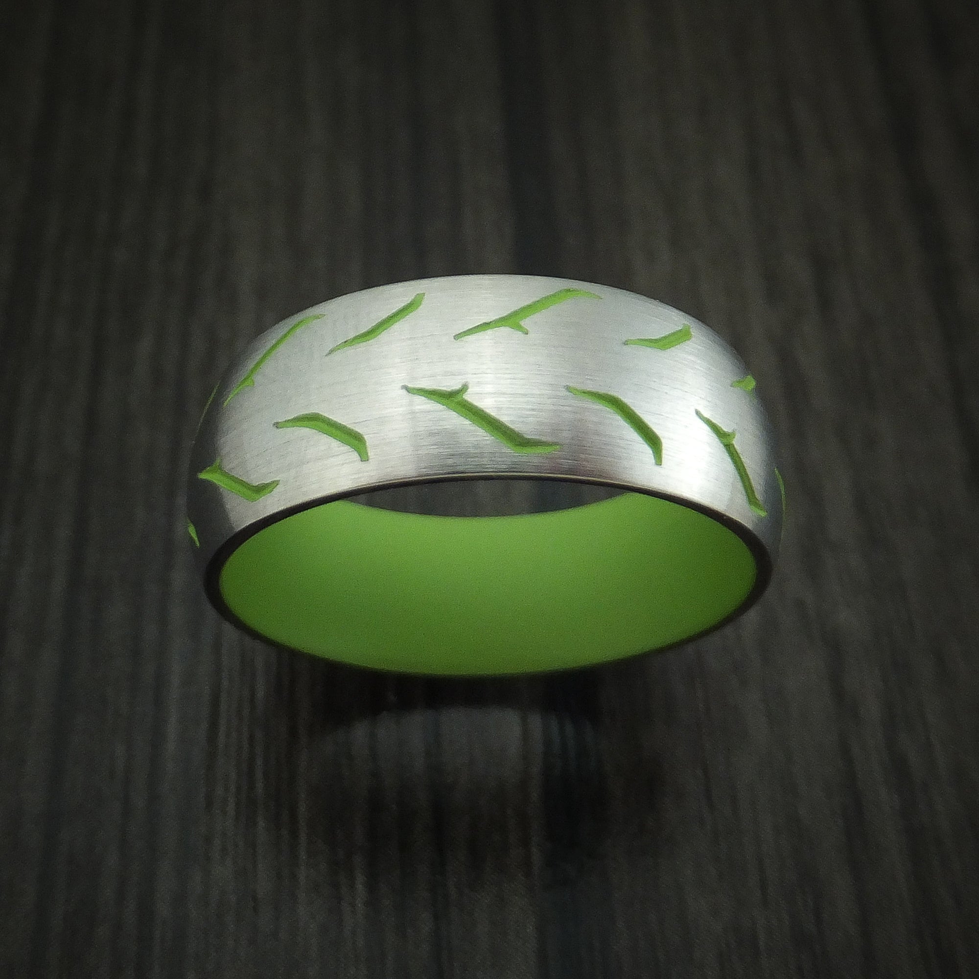 Titanium Custom Tire Tread Men's Ring with Cerakote Sleeve and Pattern ...