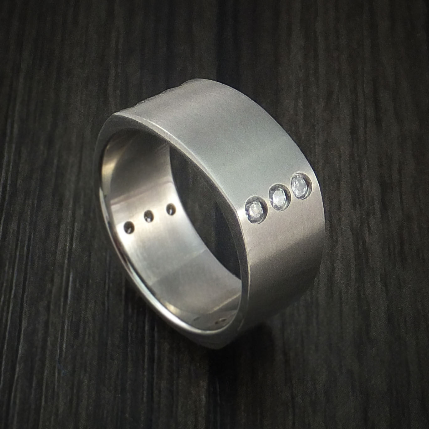 Titanium Square Men's Ring with 12 Diamonds Custom Made Band ...