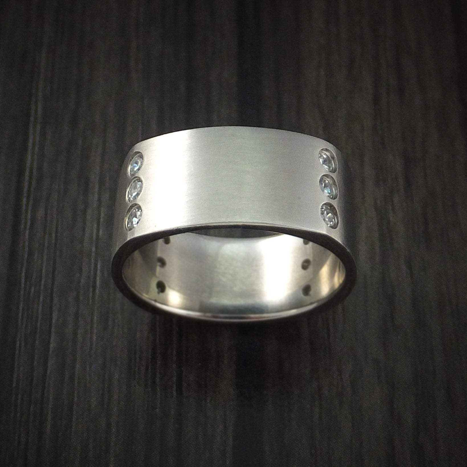 Titanium Square Men's Ring with 12 Diamonds Custom Made Band ...