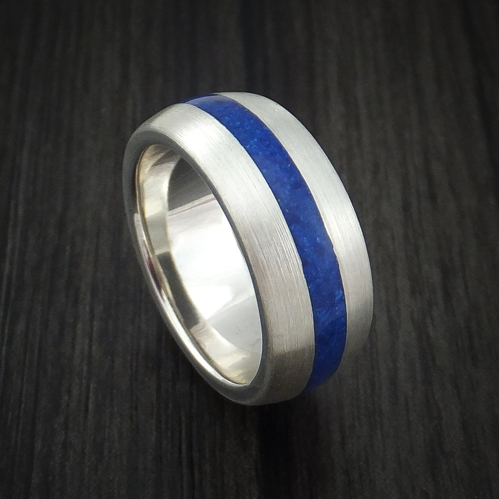 Sterling Silver Men's Ring with Lapis Inlay Custom Made Band ...