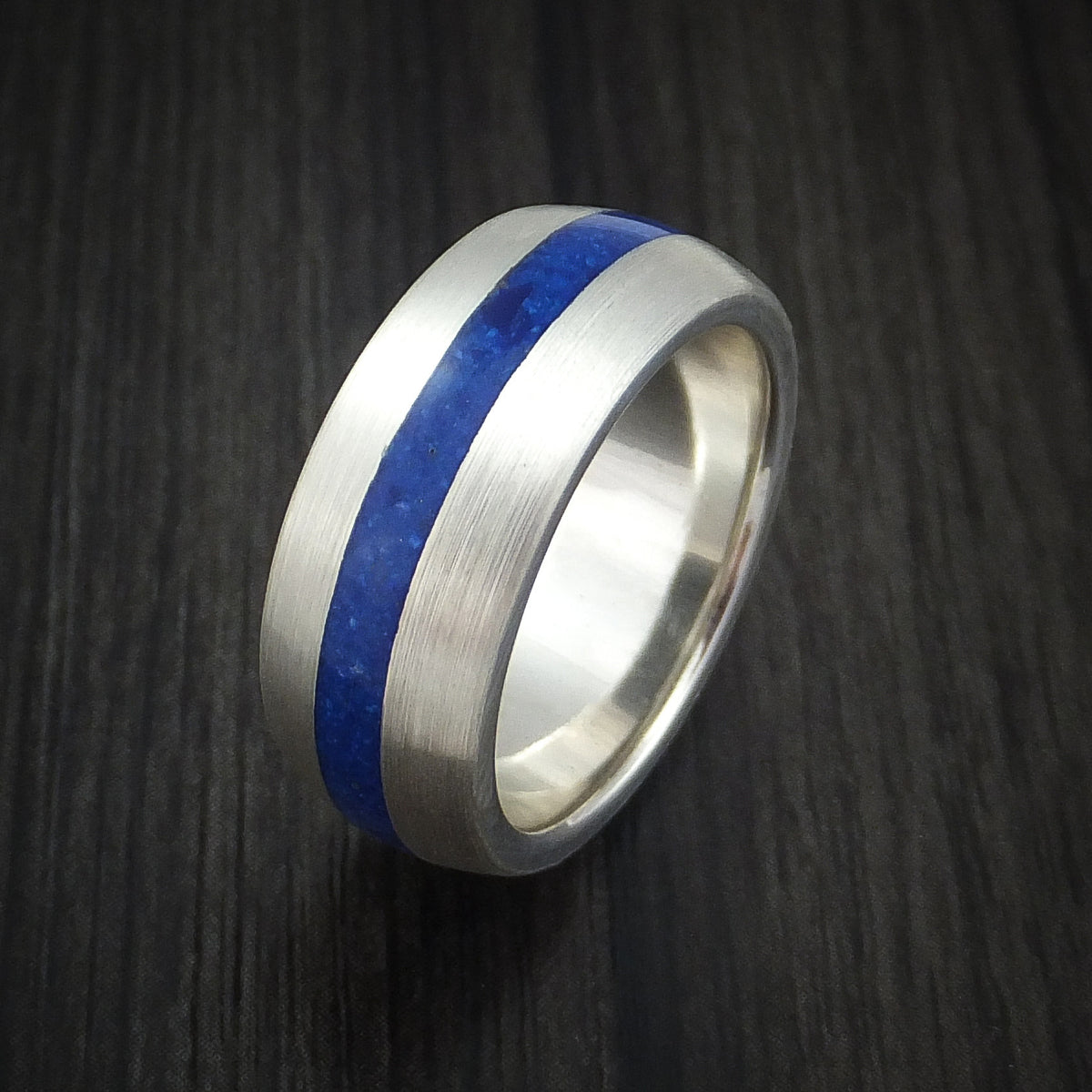 Sterling Silver Men's Ring with Lapis Inlay Custom Made Band ...