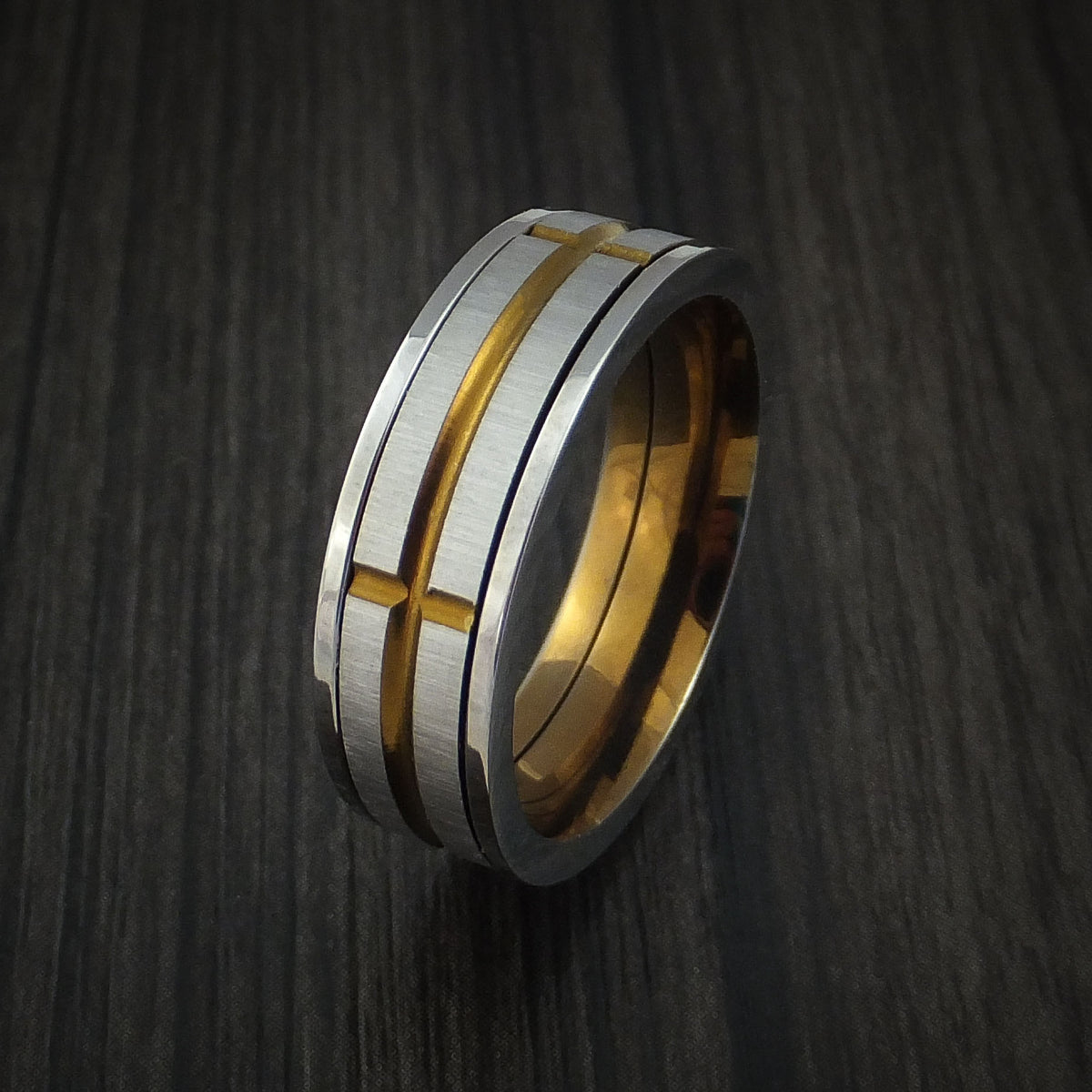 Titanium and Anodized Bronze Spinner Band Custom Made Men's Ring ...