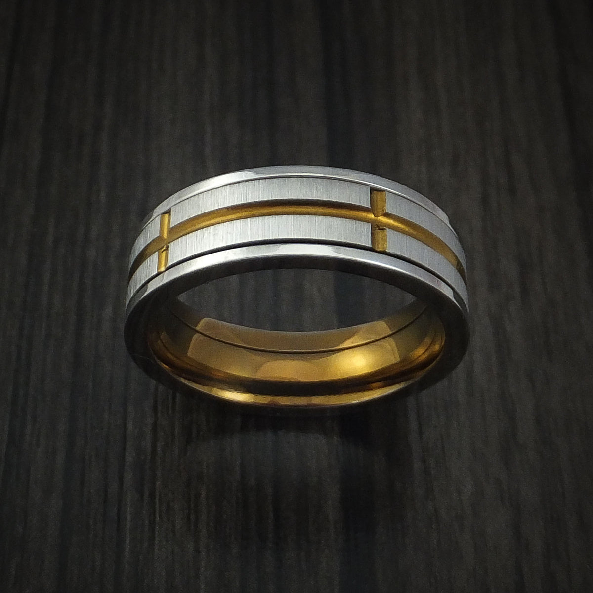 Titanium and Anodized Bronze Spinner Band Custom Made Men's Ring ...