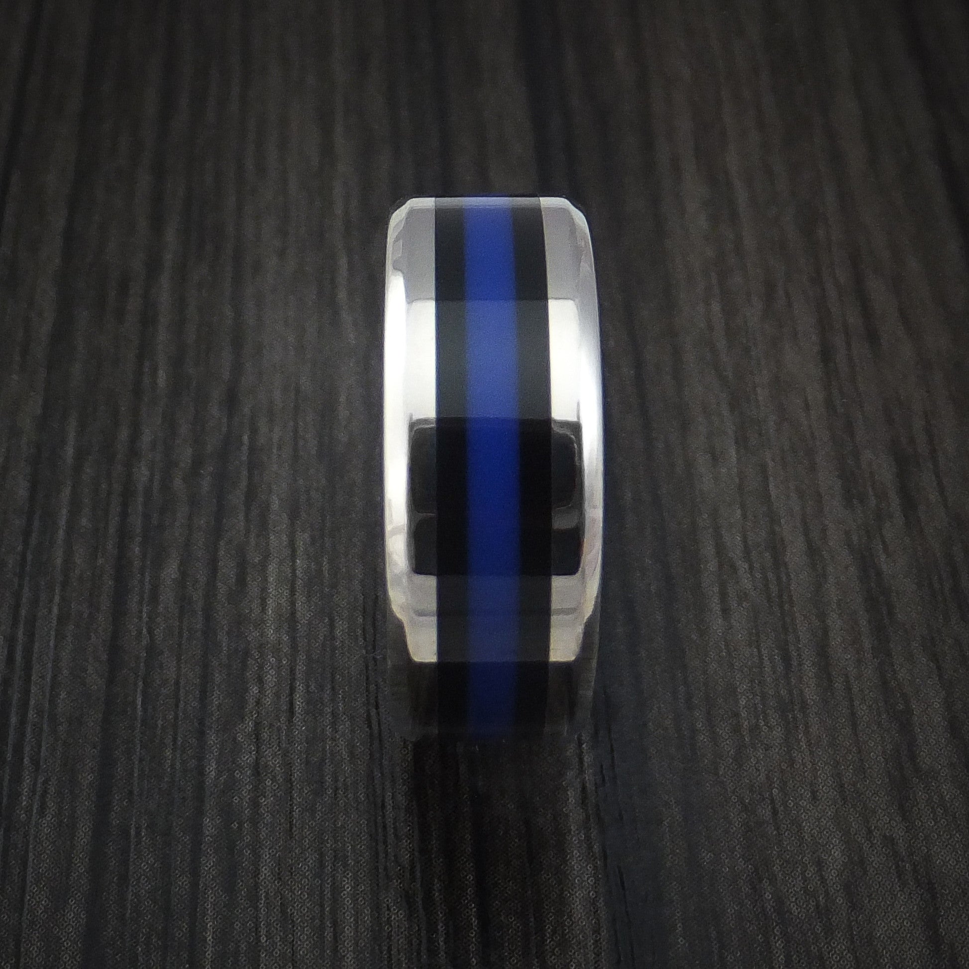 Titanium Blue Inlay Men's Ring Custom Made Band Any Size | Revolution ...