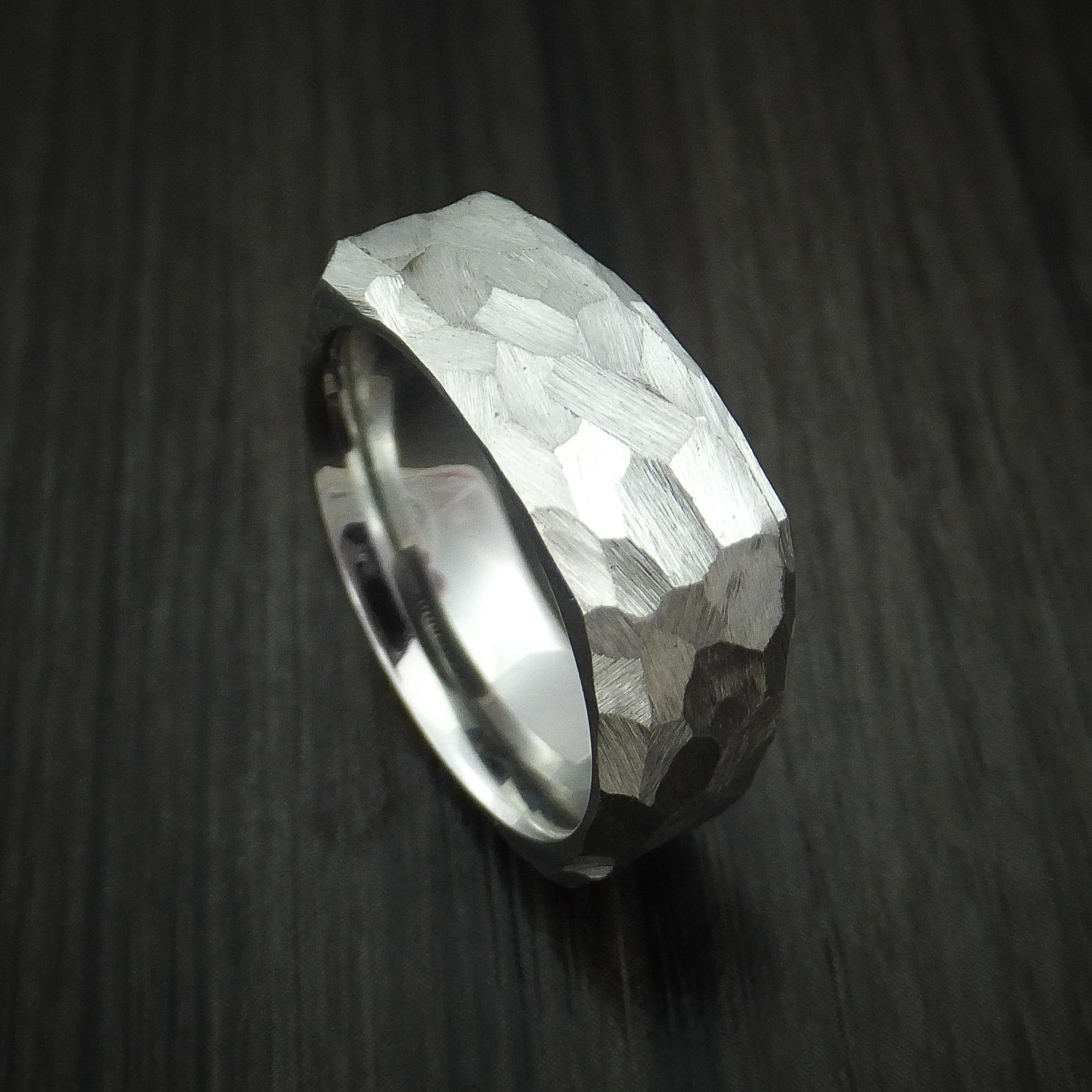 Cobalt Chrome Modern Style Rock Hammer Finish Band Square Men's Ring C ...