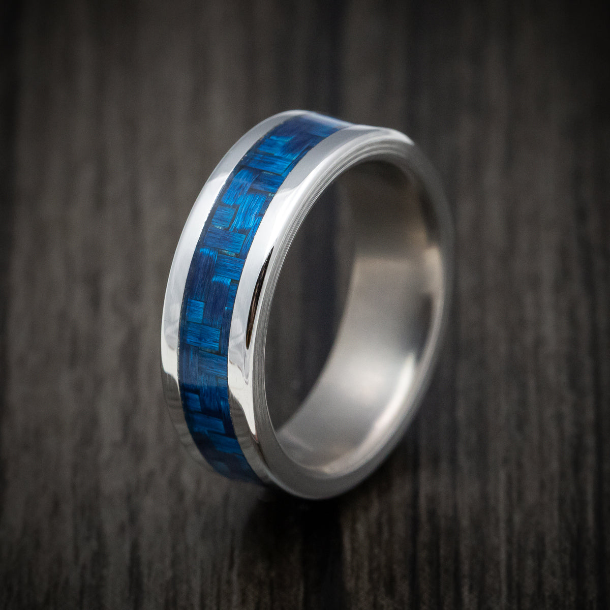 Titanium and Blue Carbon Fiber Men's Ring | Revolution Jewelry