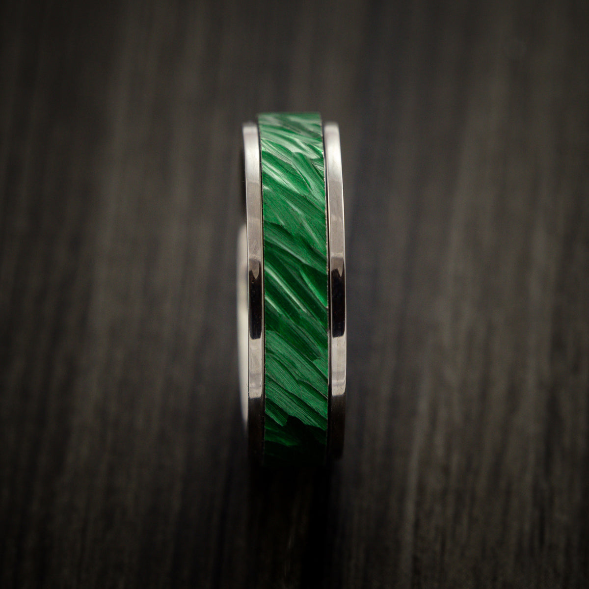 Anodized Titanium Inlay Spinner with Bark Finish Custom Made ...