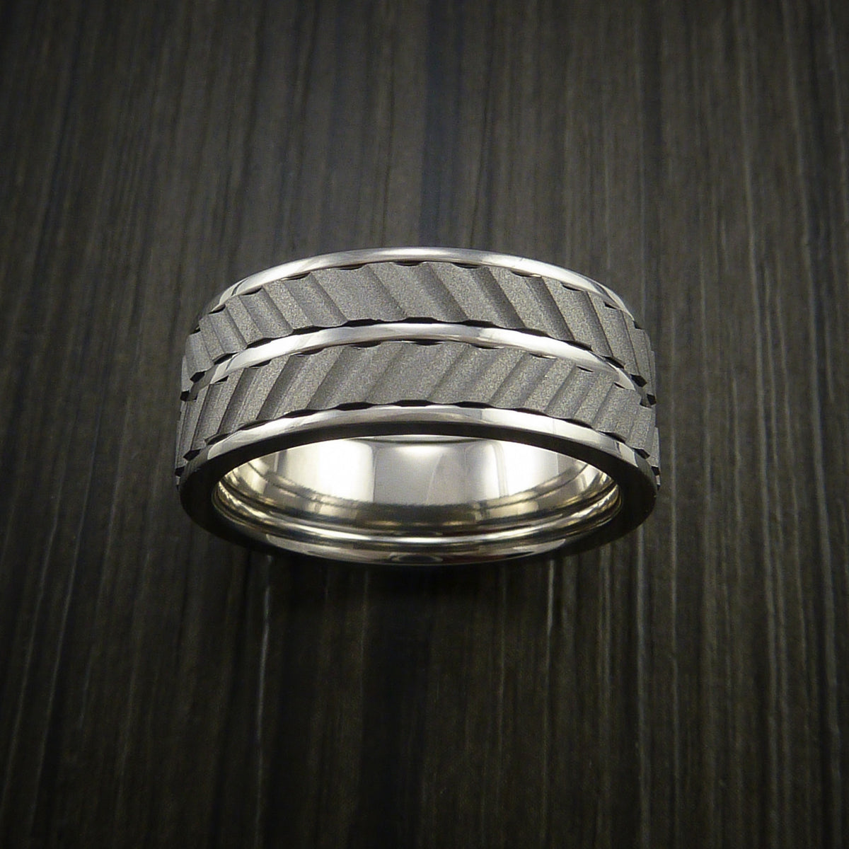 Titanium Dual Inlay Spinner Unique Titanium Men's Band | Revolution Jewelry