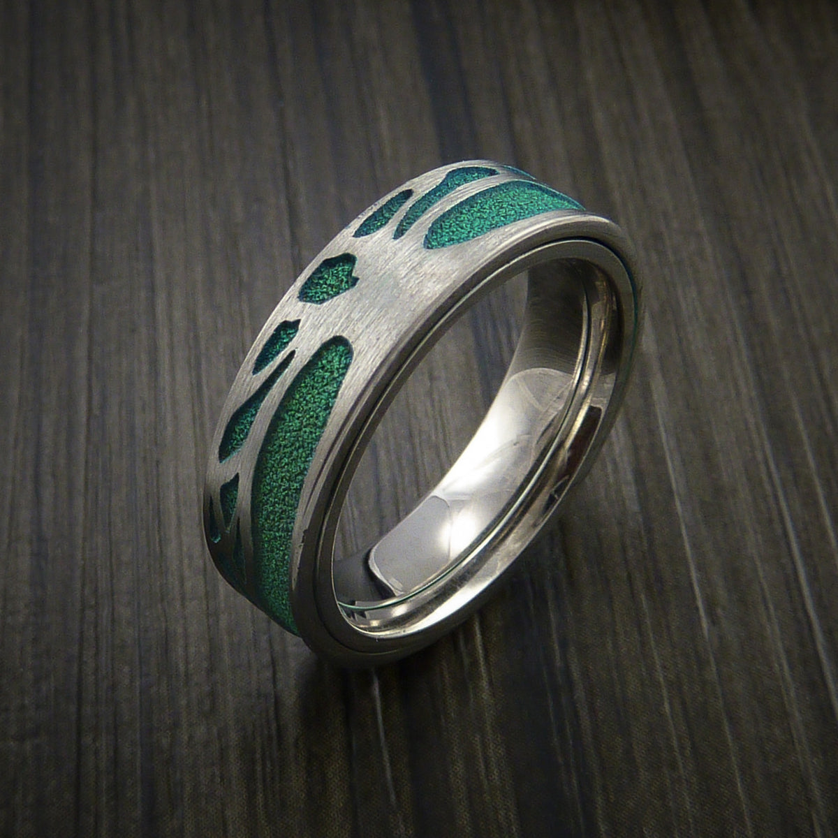 Titanium Spinner Tree Men's Ring with Cerakote Background | Revolution ...
