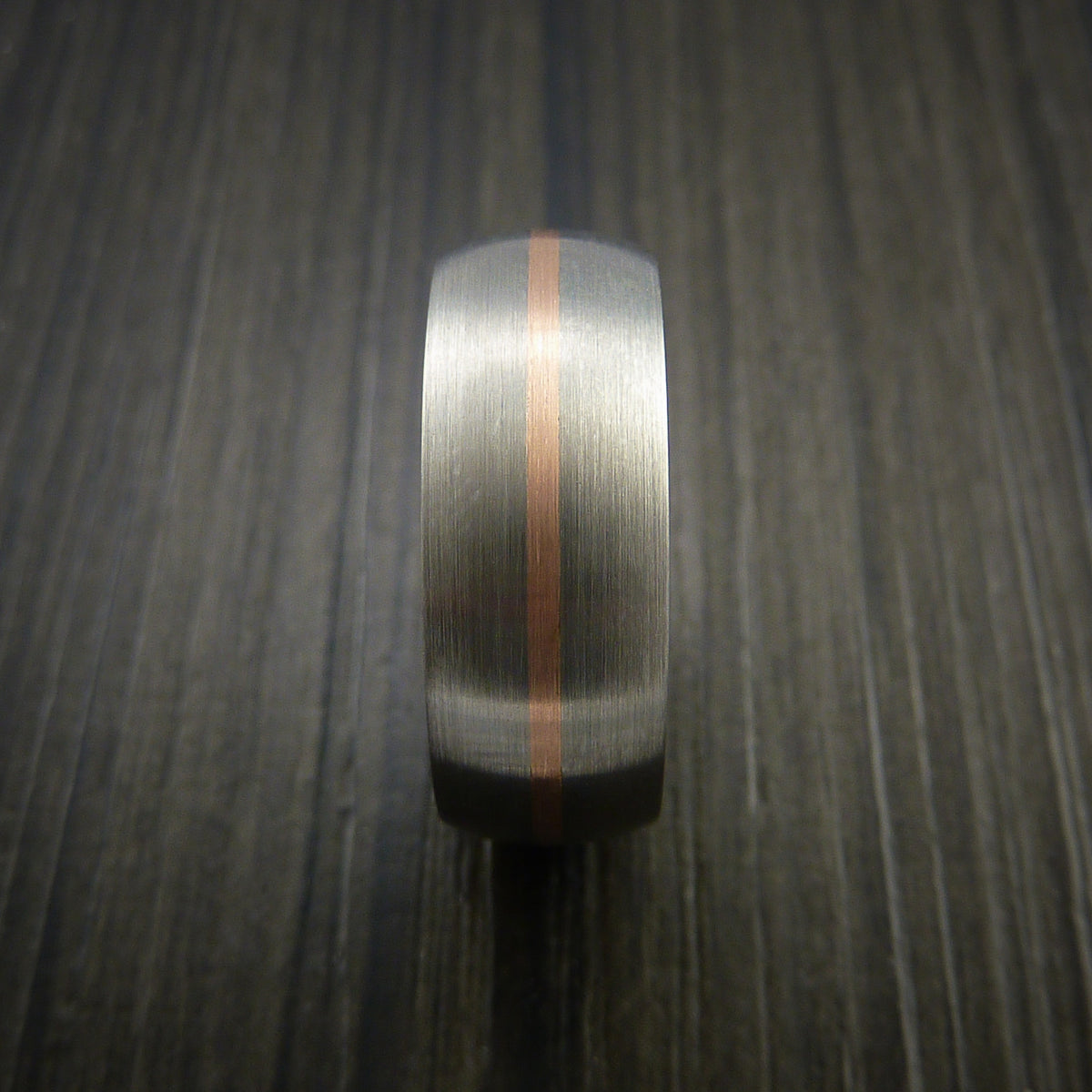 Rose Gold and Titanium Men's Ring with Anodized Center Custom Made Ban ...